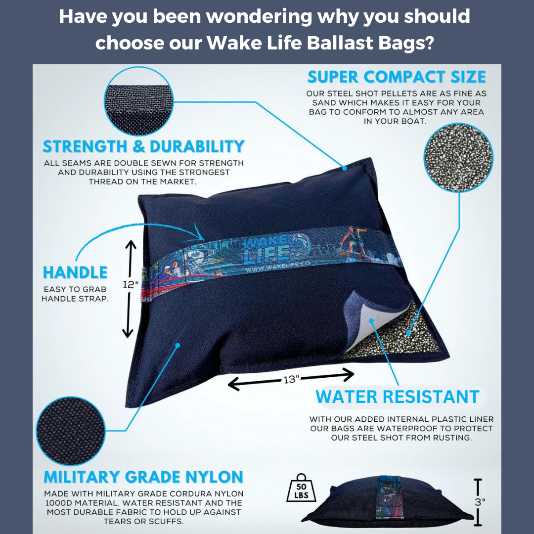 10 WAKE LIFE 50lb Steel Shot Ballast Bags for Wakesurf/Wakeboard Boats ...